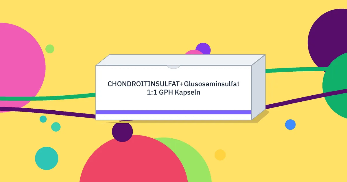 Symbolbild: Packung mit der Aufschrift CHONDROITINSULFAT+Glusosaminsulfat 1:1 GPH Kapseln (PZN 00397598) – Verfügbarkeit und Bezug in Apotheken in Frankfurt am Main