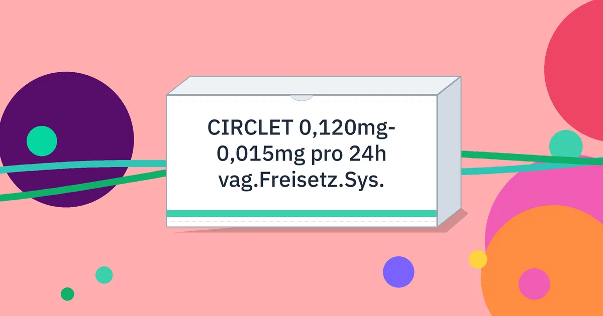 Symbolbild: Packung mit der Aufschrift CIRCLET 0,120mg-0,015mg pro 24h vag.Freisetz.Sys. (PZN 09219160) – Verfügbarkeit und Bezug in Apotheken in Frankfurt am Main
