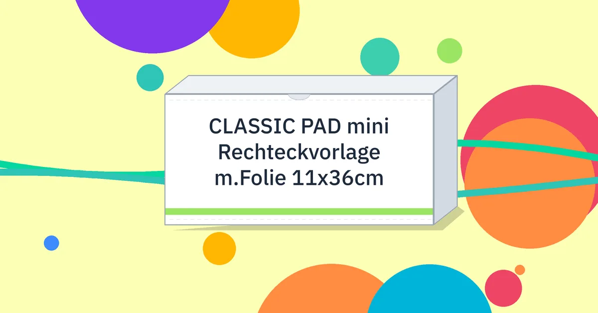 Symbolbild: Packung mit der Aufschrift CLASSIC PAD mini Rechteckvorlage m.Folie 11x36cm (PZN 13903666) – Verfügbarkeit und Bezug in Apotheken in Frankfurt am Main