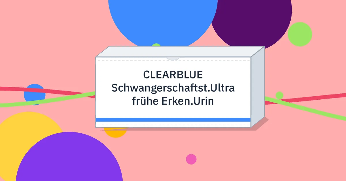 Symbolbild: Packung mit der Aufschrift CLEARBLUE Schwangerschaftst.Ultra frühe Erken.Urin (PZN 20629125) – Verfügbarkeit und Bezug in Apotheken in Frankfurt am Main
