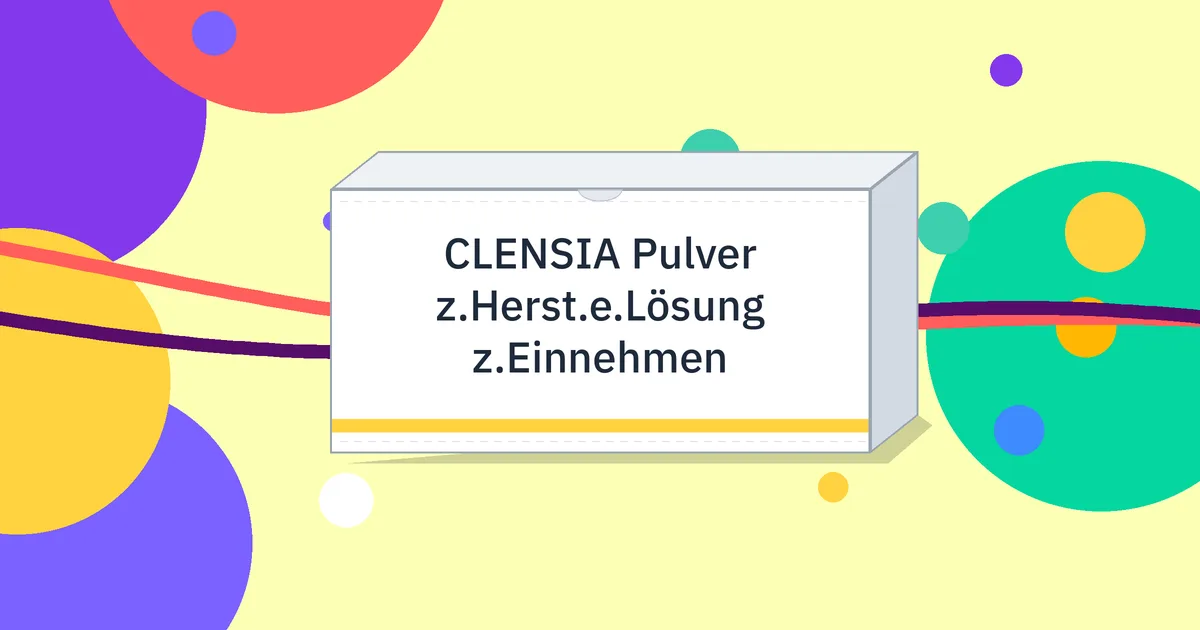 Symbolbild: Packung mit der Aufschrift CLENSIA Pulver z.Herst.e.Lösung z.Einnehmen (PZN 18906965) – Verfügbarkeit und Bezug in Apotheken in Frankfurt am Main