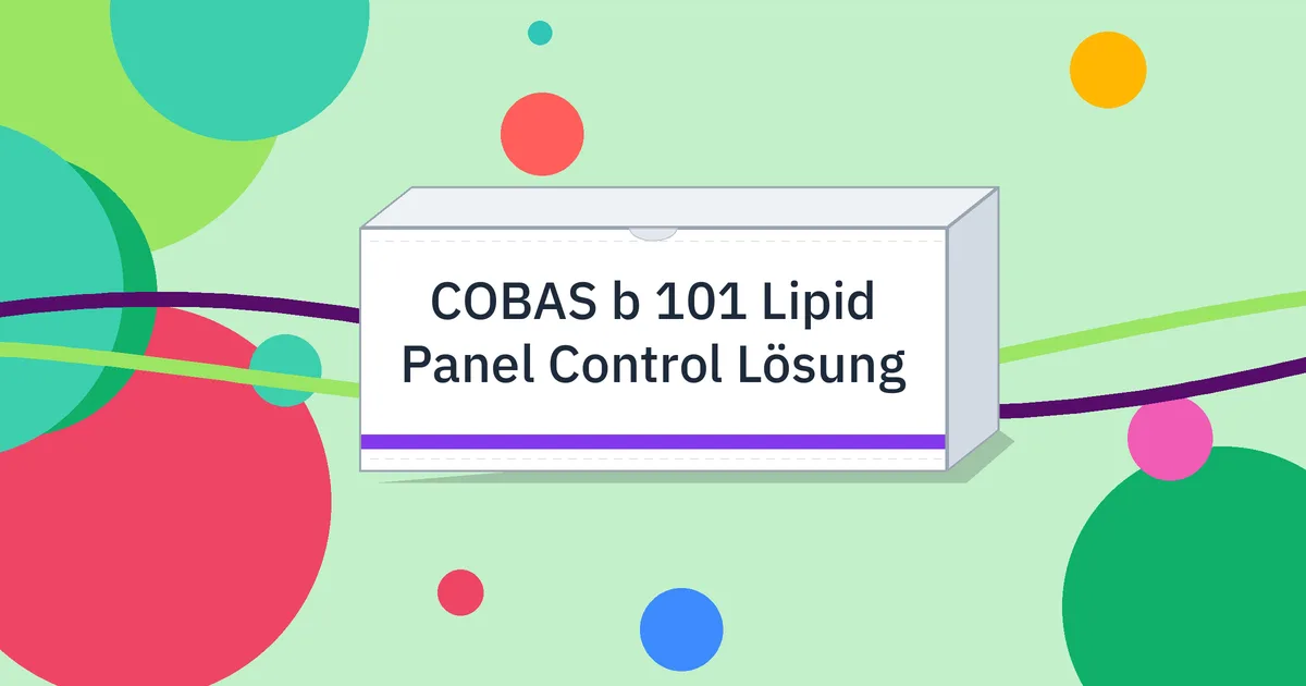 Symbolbild: Packung mit der Aufschrift COBAS b 101 Lipid Panel Control Lösung (PZN 18405789) – Verfügbarkeit und Bezug in Apotheken in Frankfurt am Main