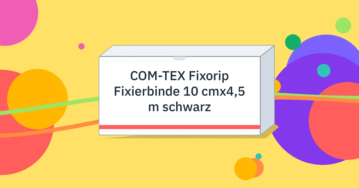 Symbolbild: Packung mit der Aufschrift COM-TEX Fixorip Fixierbinde 10 cmx4,5 m schwarz (PZN 19496067) – Verfügbarkeit und Bezug in Apotheken in Frankfurt am Main