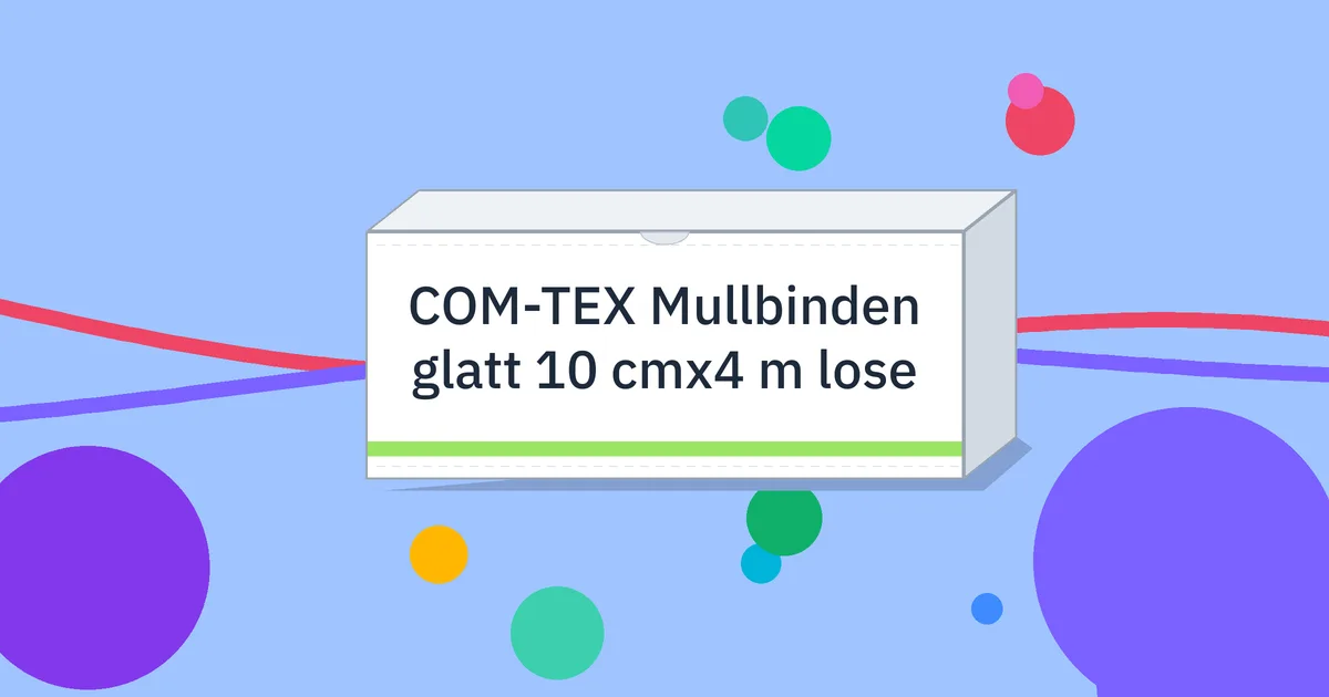 Symbolbild: Packung mit der Aufschrift COM-TEX Mullbinden glatt 10 cmx4 m lose (PZN 00028323) – Verfügbarkeit und Bezug in Apotheken in Frankfurt am Main