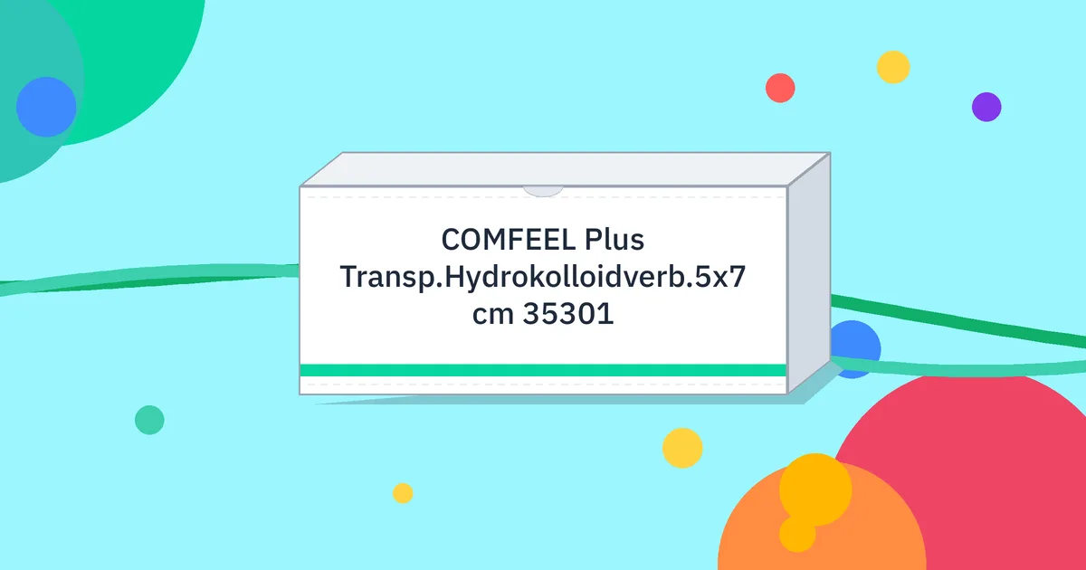 Symbolbild: Packung mit der Aufschrift COMFEEL Plus Transp.Hydrokolloidverb.5x7 cm 35301 (PZN 01298125) – Verfügbarkeit und Bezug in Apotheken in Frankfurt am Main