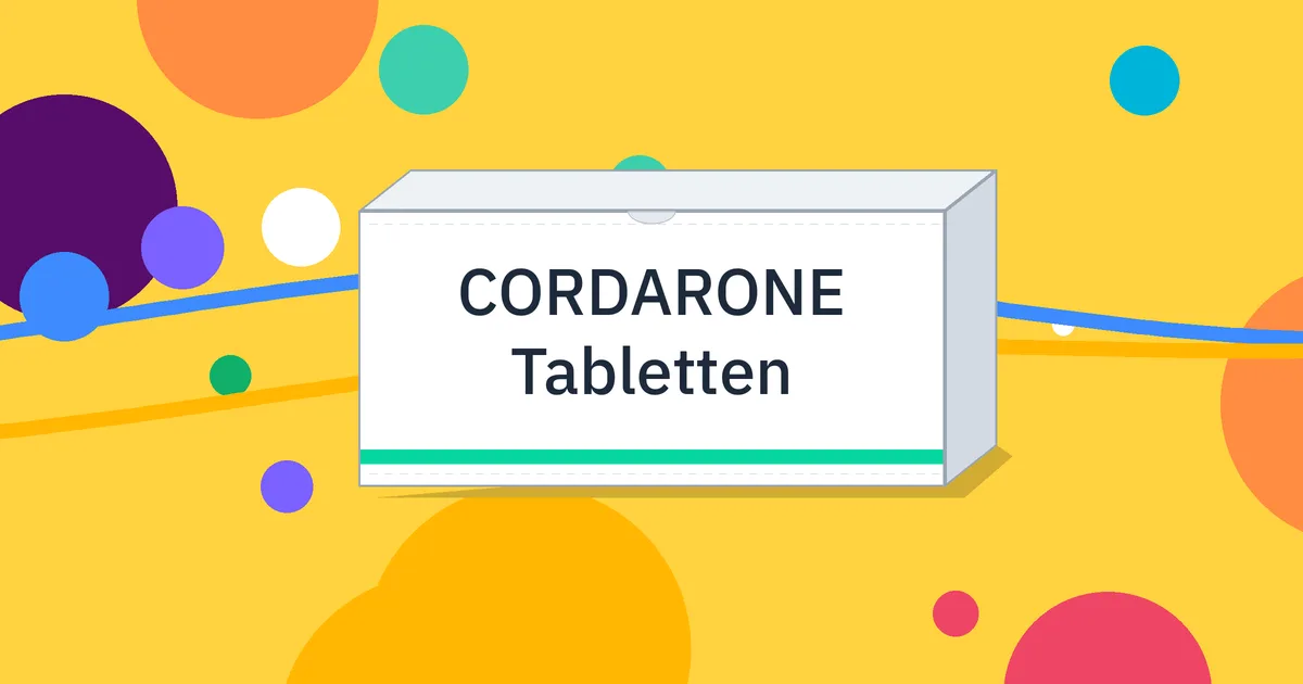 Symbolbild: Packung mit der Aufschrift CORDARONE Tabletten (PZN 02235718) – Verfügbarkeit und Bezug in Apotheken in Frankfurt am Main