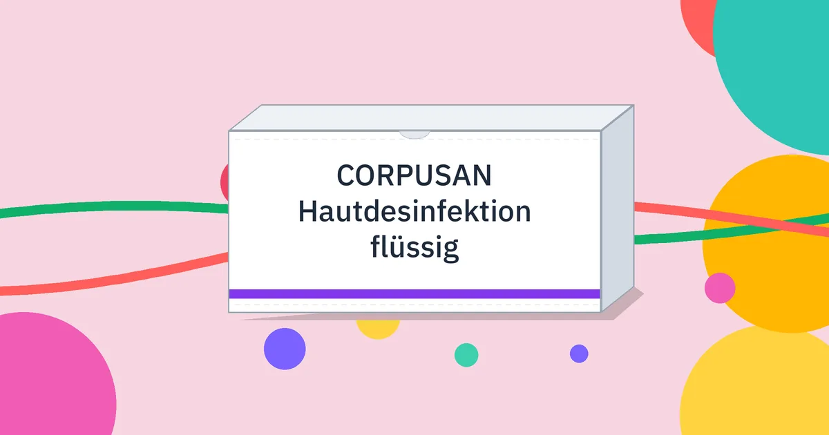 Symbolbild: Packung mit der Aufschrift CORPUSAN Hautdesinfektion flüssig (PZN 18874863) – Verfügbarkeit und Bezug in Apotheken in Frankfurt am Main
