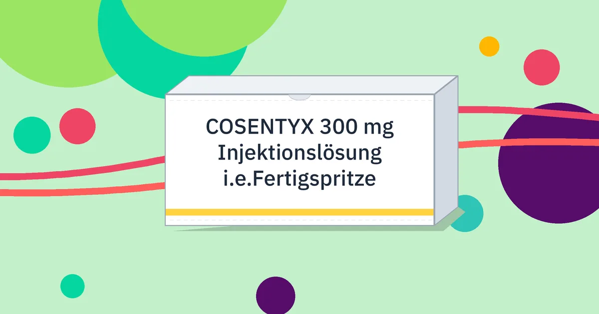 Symbolbild: Packung mit der Aufschrift COSENTYX 300 mg Injektionslösung i.e.Fertigspritze (PZN 20155992) – Verfügbarkeit und Bezug in Apotheken in Frankfurt am Main