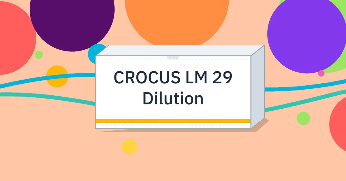 Symbolbild: Packung mit der Aufschrift CROCUS LM 29 Dilution (PZN 12835767) – Verfügbarkeit und Bezug in Apotheken in Frankfurt am Main