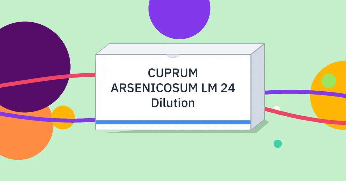 Symbolbild: Packung mit der Aufschrift CUPRUM ARSENICOSUM LM 24 Dilution (PZN 12837855) – Verfügbarkeit und Bezug in Apotheken in Frankfurt am Main
