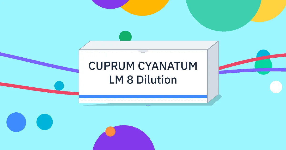 Symbolbild: Packung mit der Aufschrift CUPRUM CYANATUM LM 8 Dilution (PZN 13458120) – Verfügbarkeit und Bezug in Apotheken in Frankfurt am Main