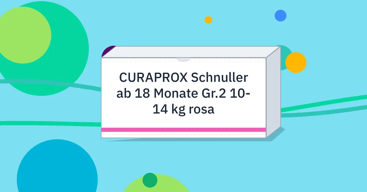 Symbolbild: Packung mit der Aufschrift CURAPROX Schnuller ab 18 Monate Gr.2 10-14 kg rosa (PZN 16587668) – Verfügbarkeit und Bezug in Apotheken in Frankfurt am Main