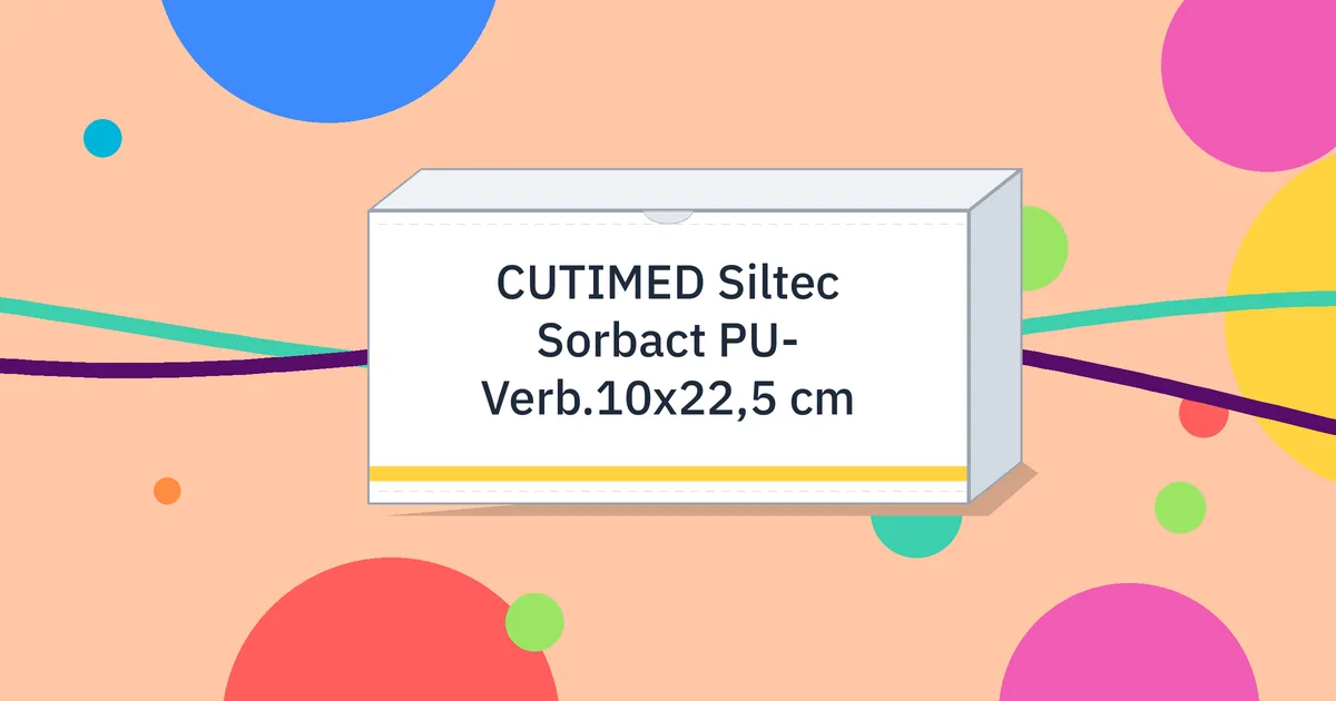 Symbolbild: Packung mit der Aufschrift CUTIMED Siltec Sorbact PU-Verb.10x22,5 cm (PZN 16828706) – Verfügbarkeit und Bezug in Apotheken in Frankfurt am Main