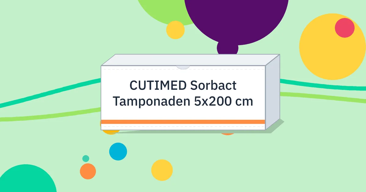 Symbolbild: Packung mit der Aufschrift CUTIMED Sorbact Tamponaden 5x200 cm (PZN 13972118) – Verfügbarkeit und Bezug in Apotheken in Frankfurt am Main