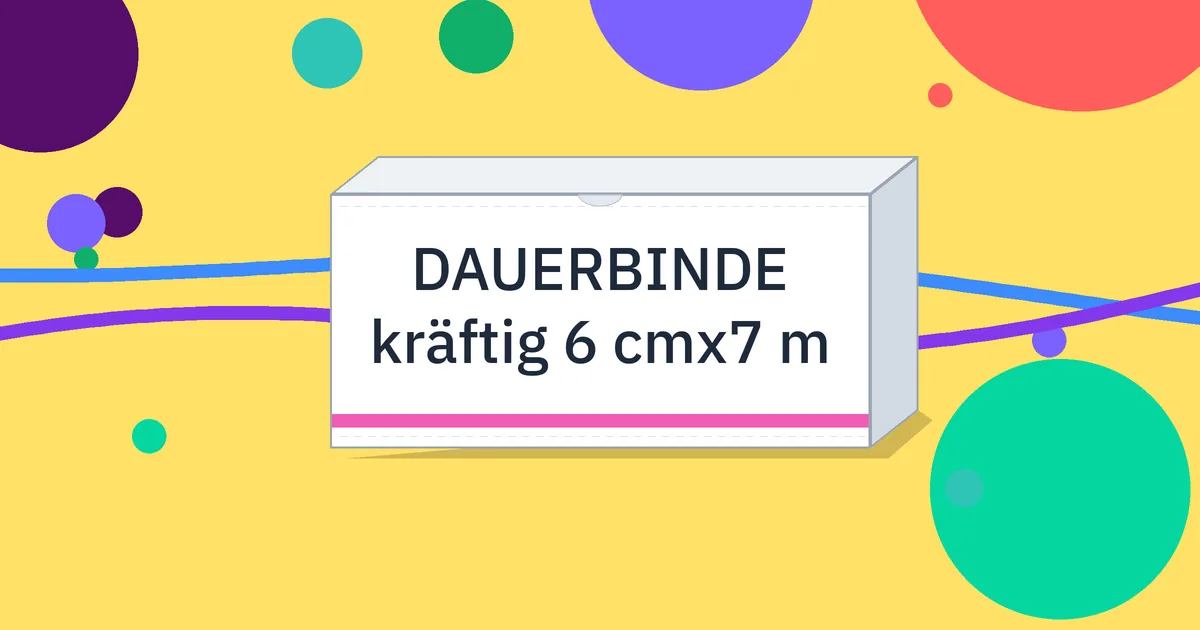 Symbolbild: Packung mit der Aufschrift DAUERBINDE kräftig 6 cmx7 m (PZN 12588872) – Verfügbarkeit und Bezug in Apotheken in Frankfurt am Main