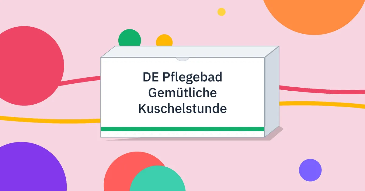 Symbolbild: Packung mit der Aufschrift DE Pflegebad Gemütliche Kuschelstunde (PZN 16697084) – Verfügbarkeit und Bezug in Apotheken in Frankfurt am Main
