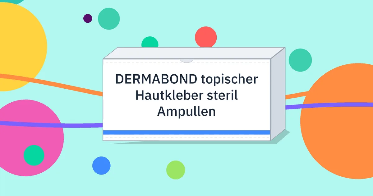 Symbolbild: Packung mit der Aufschrift DERMABOND topischer Hautkleber steril Ampullen (PZN 12776912) – Verfügbarkeit und Bezug in Apotheken in Frankfurt am Main