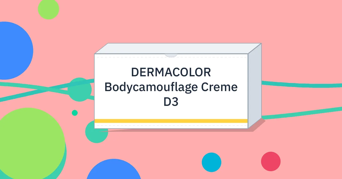 Symbolbild: Packung mit der Aufschrift DERMACOLOR Bodycamouflage Creme D3 (PZN 15818226) – Verfügbarkeit und Bezug in Apotheken in Frankfurt am Main