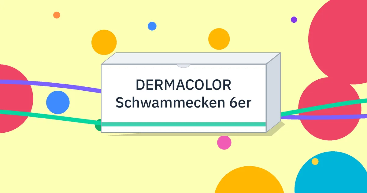 Symbolbild: Packung mit der Aufschrift DERMACOLOR Schwammecken 6er (PZN 15818433) – Verfügbarkeit und Bezug in Apotheken in Frankfurt am Main