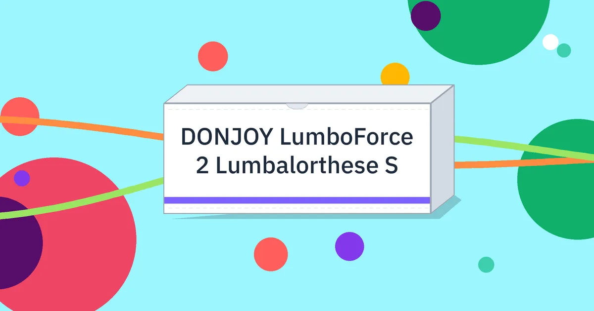 Symbolbild: Packung mit der Aufschrift DONJOY LumboForce 2 Lumbalorthese S (PZN 19377836) – Verfügbarkeit und Bezug in Apotheken in Frankfurt am Main