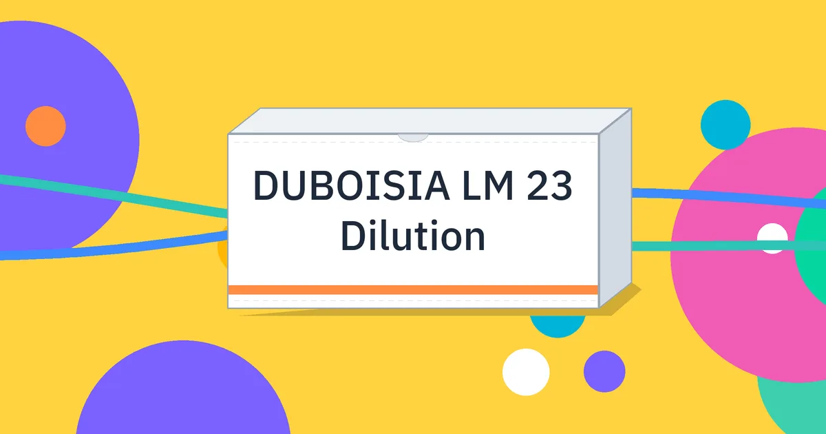 Symbolbild: Packung mit der Aufschrift DUBOISIA LM 23 Dilution (PZN 13467136) – Verfügbarkeit und Bezug in Apotheken in Frankfurt am Main