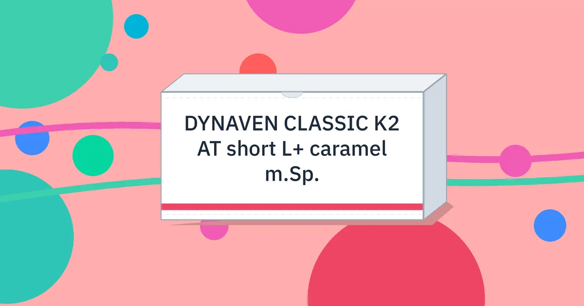 Symbolbild: Packung mit der Aufschrift DYNAVEN CLASSIC K2 AT short L+ caramel m.Sp. (PZN 18419426) – Verfügbarkeit und Bezug in Apotheken in Frankfurt am Main