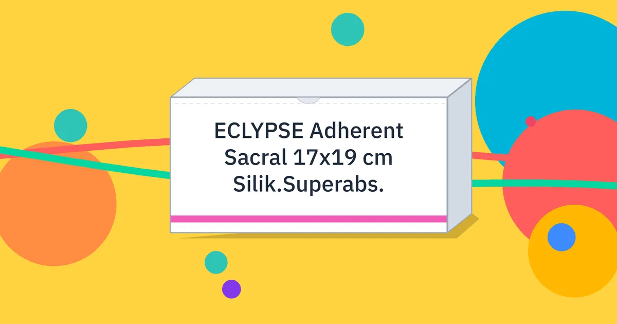 Symbolbild: Packung mit der Aufschrift ECLYPSE Adherent Sacral 17x19 cm Silik.Superabs. (PZN 08840432) – Verfügbarkeit und Bezug in Apotheken in Frankfurt am Main