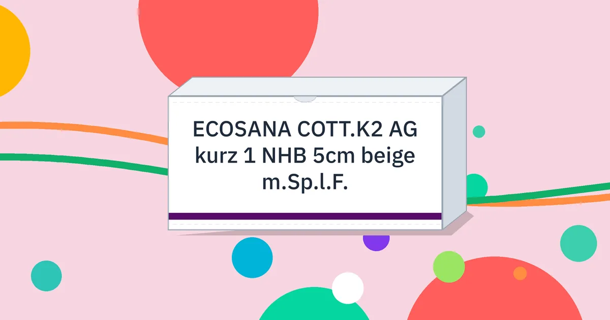 Symbolbild: Packung mit der Aufschrift ECOSANA COTT.K2 AG kurz 1 NHB 5cm beige m.Sp.l.F. (PZN 16948623) – Verfügbarkeit und Bezug in Apotheken in Frankfurt am Main