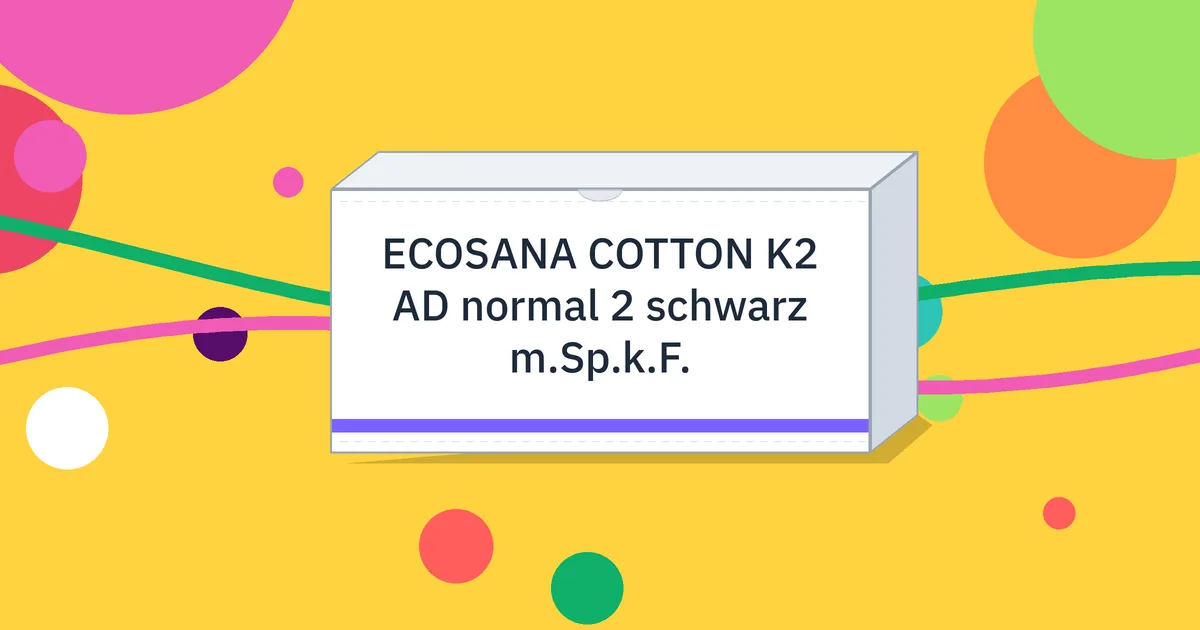 Symbolbild: Packung mit der Aufschrift ECOSANA COTTON K2 AD normal 2 schwarz m.Sp.k.F. (PZN 16947285) – Verfügbarkeit und Bezug in Apotheken in Frankfurt am Main