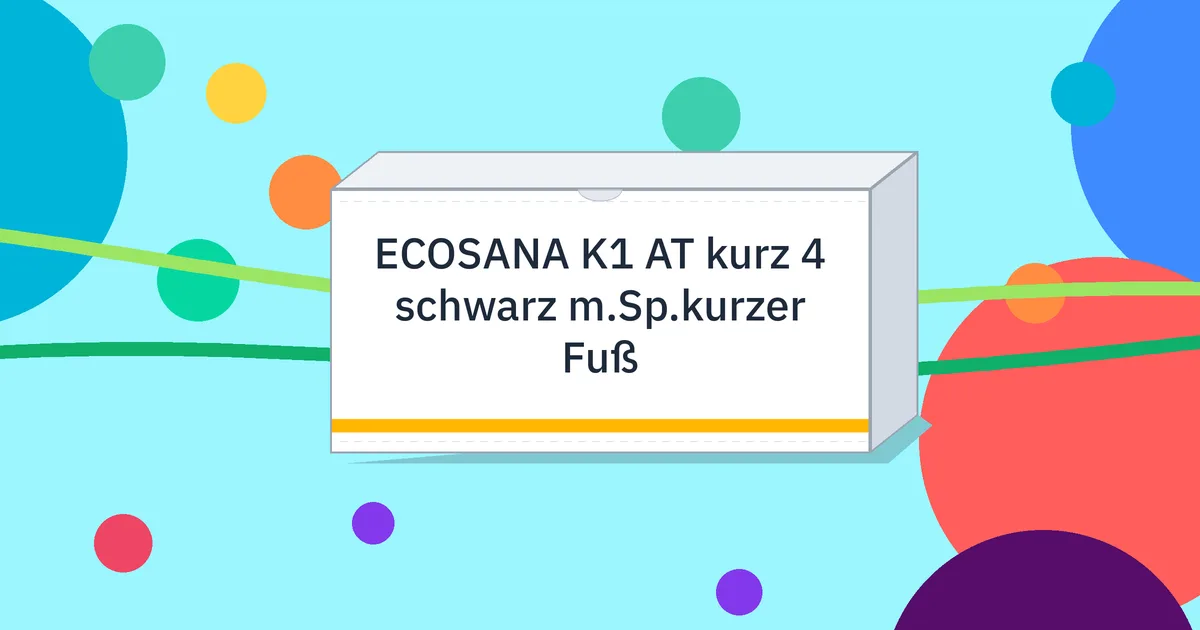 Symbolbild: Packung mit der Aufschrift ECOSANA K1 AT kurz 4 schwarz m.Sp.kurzer Fuß (PZN 04731769) – Verfügbarkeit und Bezug in Apotheken in Frankfurt am Main