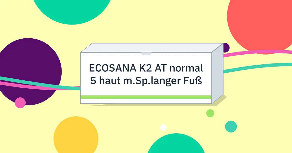 Symbolbild: Packung mit der Aufschrift ECOSANA K2 AT normal 5 haut m.Sp.langer Fuß (PZN 10956260) – Verfügbarkeit und Bezug in Apotheken in Frankfurt am Main