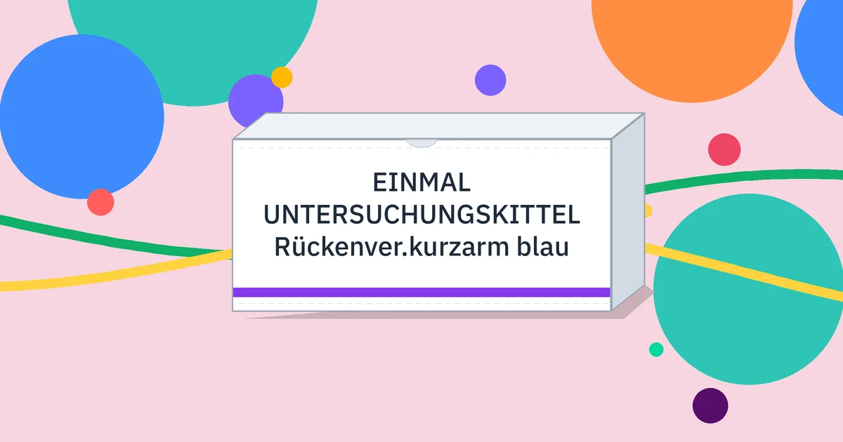 Symbolbild: Packung mit der Aufschrift EINMAL UNTERSUCHUNGSKITTEL Rückenver.kurzarm blau (PZN 10405324) – Verfügbarkeit und Bezug in Apotheken in Frankfurt am Main