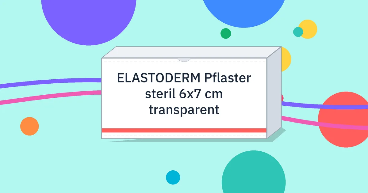 Symbolbild: Packung mit der Aufschrift ELASTODERM Pflaster steril 6x7 cm transparent (PZN 19388975) – Verfügbarkeit und Bezug in Apotheken in Frankfurt am Main