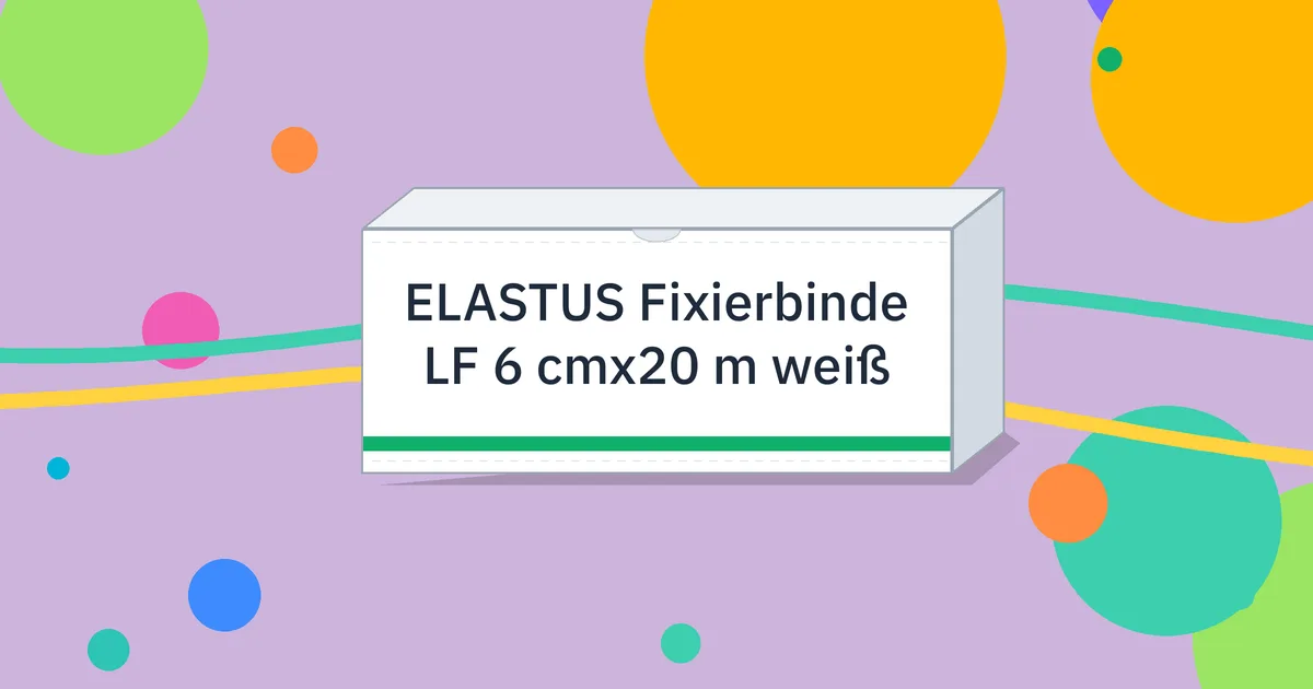 Symbolbild: Packung mit der Aufschrift ELASTUS Fixierbinde LF 6 cmx20 m weiß (PZN 16331199) – Verfügbarkeit und Bezug in Apotheken in Frankfurt am Main