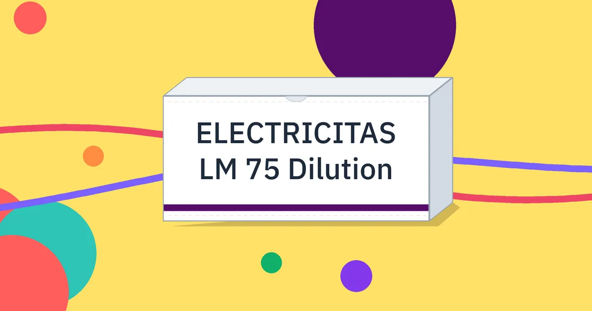 Symbolbild: Packung mit der Aufschrift ELECTRICITAS LM 75 Dilution (PZN 12844648) – Verfügbarkeit und Bezug in Apotheken in Frankfurt am Main