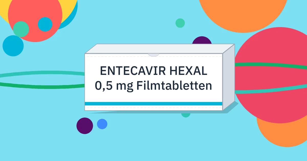 Symbolbild: Packung mit der Aufschrift ENTECAVIR HEXAL 0,5 mg Filmtabletten (PZN 17868145) – Verfügbarkeit und Bezug in Apotheken in Frankfurt am Main