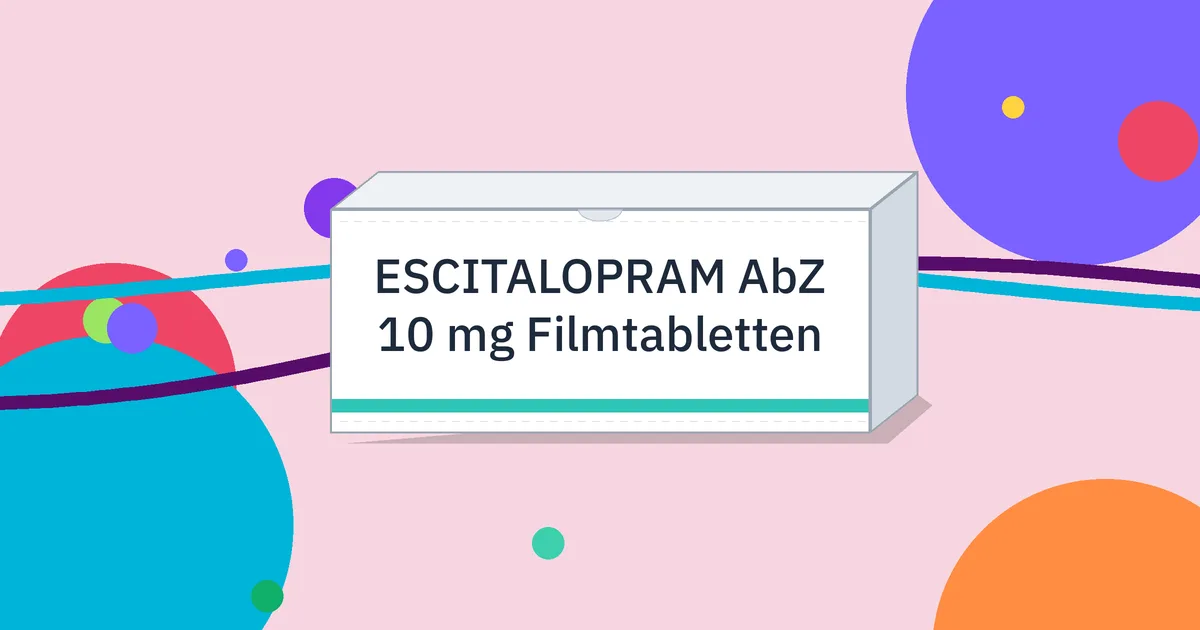 Symbolbild: Packung mit der Aufschrift ESCITALOPRAM AbZ 10 mg Filmtabletten (PZN 10099092) – Verfügbarkeit und Bezug in Apotheken in Frankfurt am Main