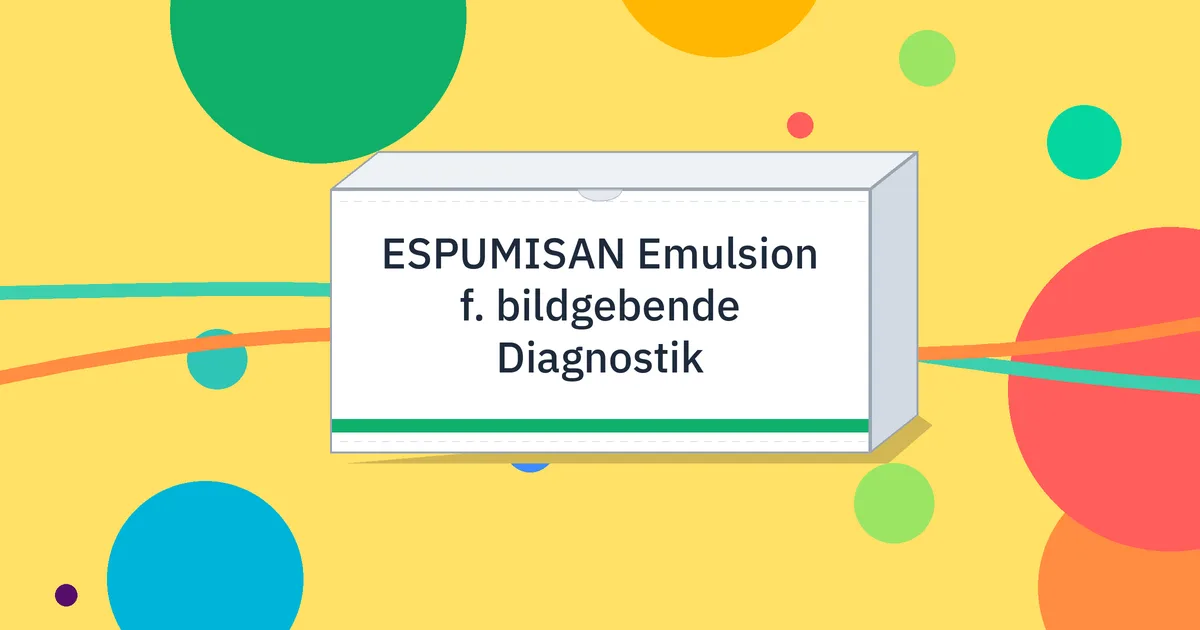 Symbolbild: Packung mit der Aufschrift ESPUMISAN Emulsion f. bildgebende Diagnostik (PZN 01874681) – Verfügbarkeit und Bezug in Apotheken in Frankfurt am Main
