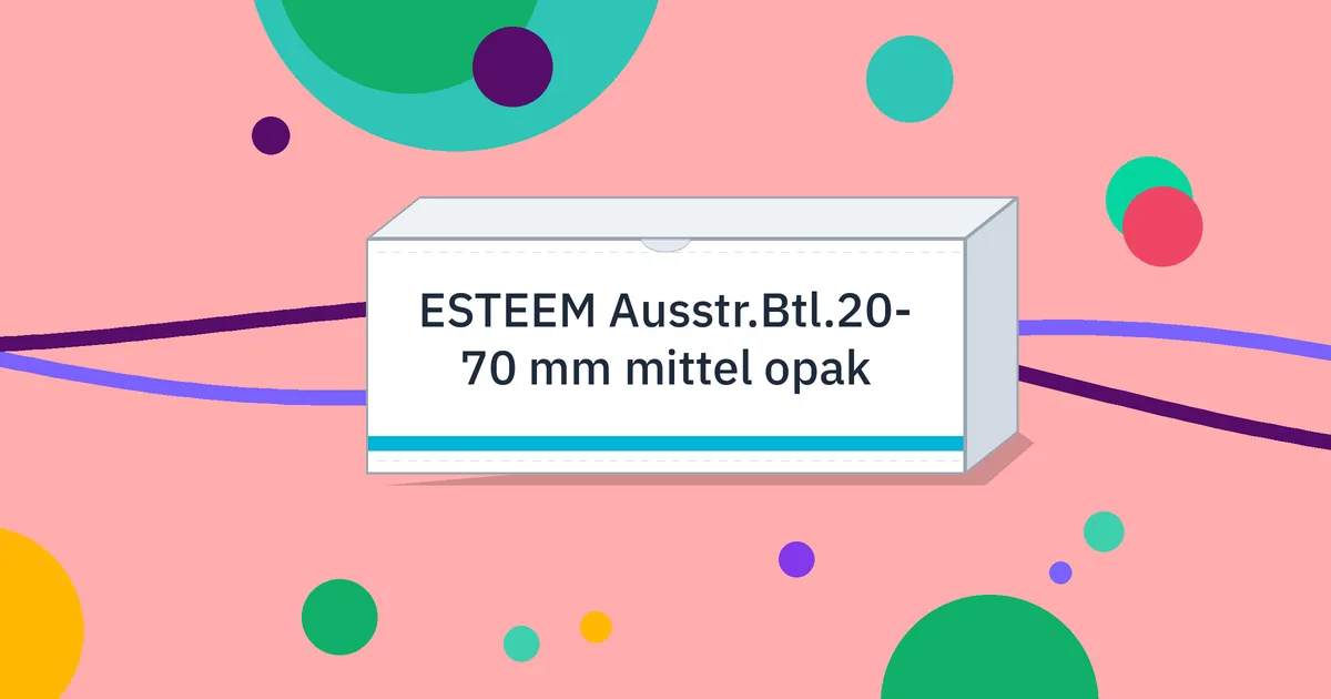 Symbolbild: Packung mit der Aufschrift ESTEEM Ausstr.Btl.20-70 mm mittel opak (PZN 13708137) – Verfügbarkeit und Bezug in Apotheken in Frankfurt am Main