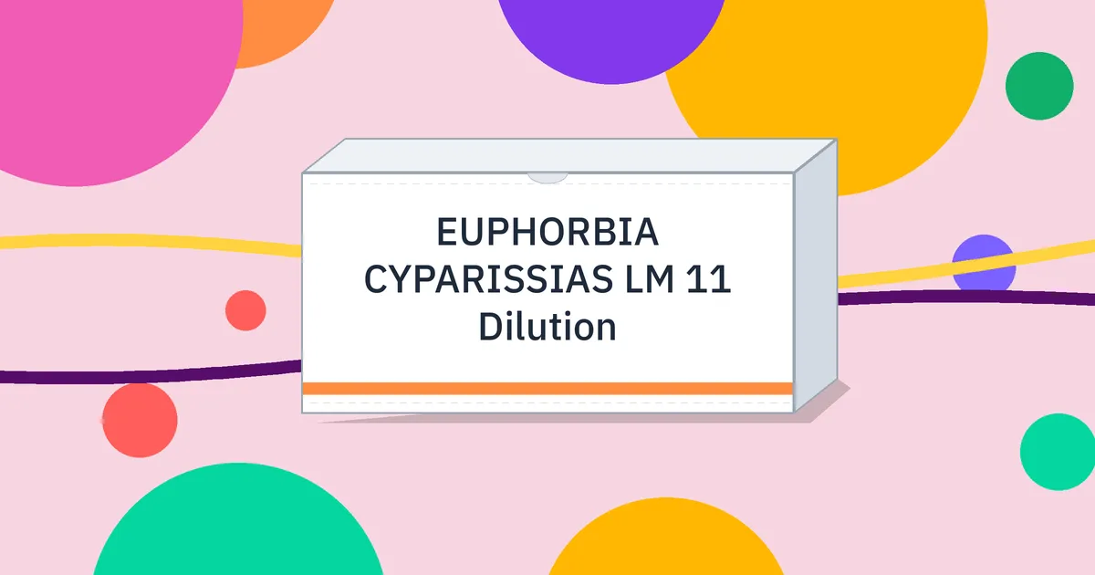 Symbolbild: Packung mit der Aufschrift EUPHORBIA CYPARISSIAS LM 11 Dilution (PZN 13481840) – Verfügbarkeit und Bezug in Apotheken in Frankfurt am Main