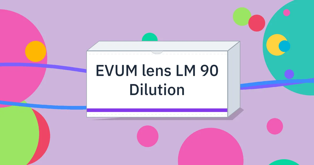 Symbolbild: Packung mit der Aufschrift EVUM lens LM 90 Dilution (PZN 13485387) – Verfügbarkeit und Bezug in Apotheken in Frankfurt am Main