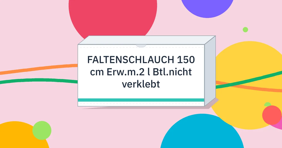 Symbolbild: Packung mit der Aufschrift FALTENSCHLAUCH 150 cm Erw.m.2 l Btl.nicht verklebt (PZN 20917172) – Verfügbarkeit und Bezug in Apotheken in Frankfurt am Main