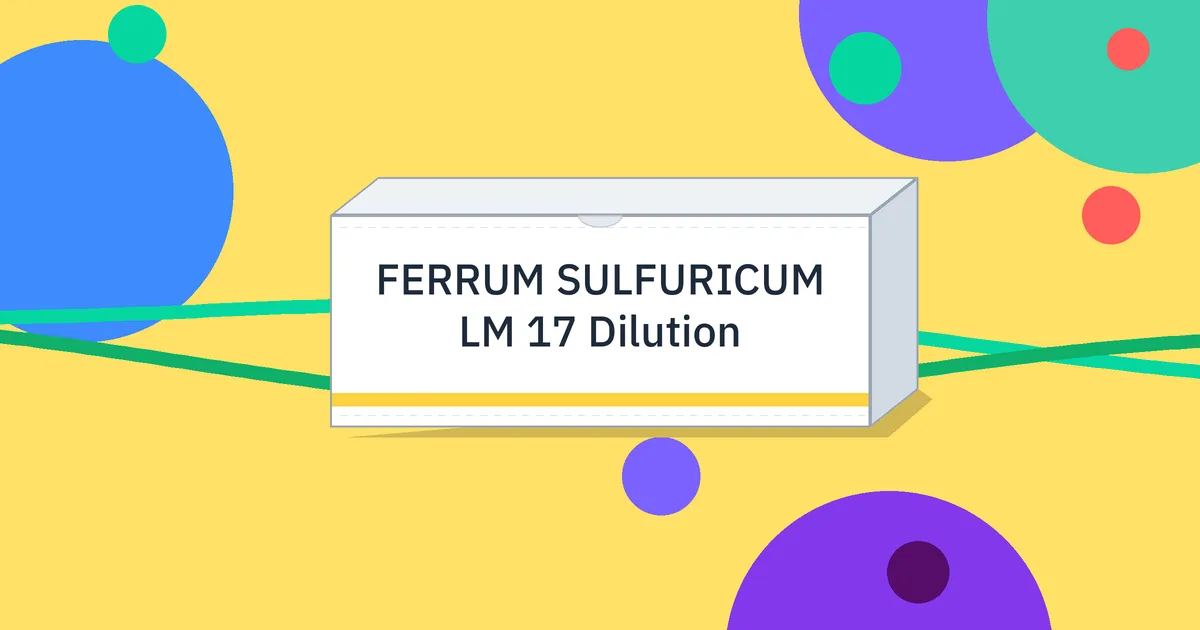 Symbolbild: Packung mit der Aufschrift FERRUM SULFURICUM LM 17 Dilution (PZN 12853558) – Verfügbarkeit und Bezug in Apotheken in Frankfurt am Main
