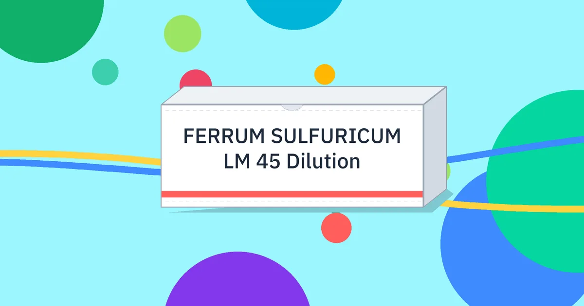 Symbolbild: Packung mit der Aufschrift FERRUM SULFURICUM LM 45 Dilution (PZN 12853759) – Verfügbarkeit und Bezug in Apotheken in Frankfurt am Main