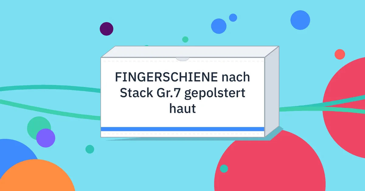 Symbolbild: Packung mit der Aufschrift FINGERSCHIENE nach Stack Gr.7 gepolstert haut (PZN 07013230) – Verfügbarkeit und Bezug in Apotheken in Frankfurt am Main