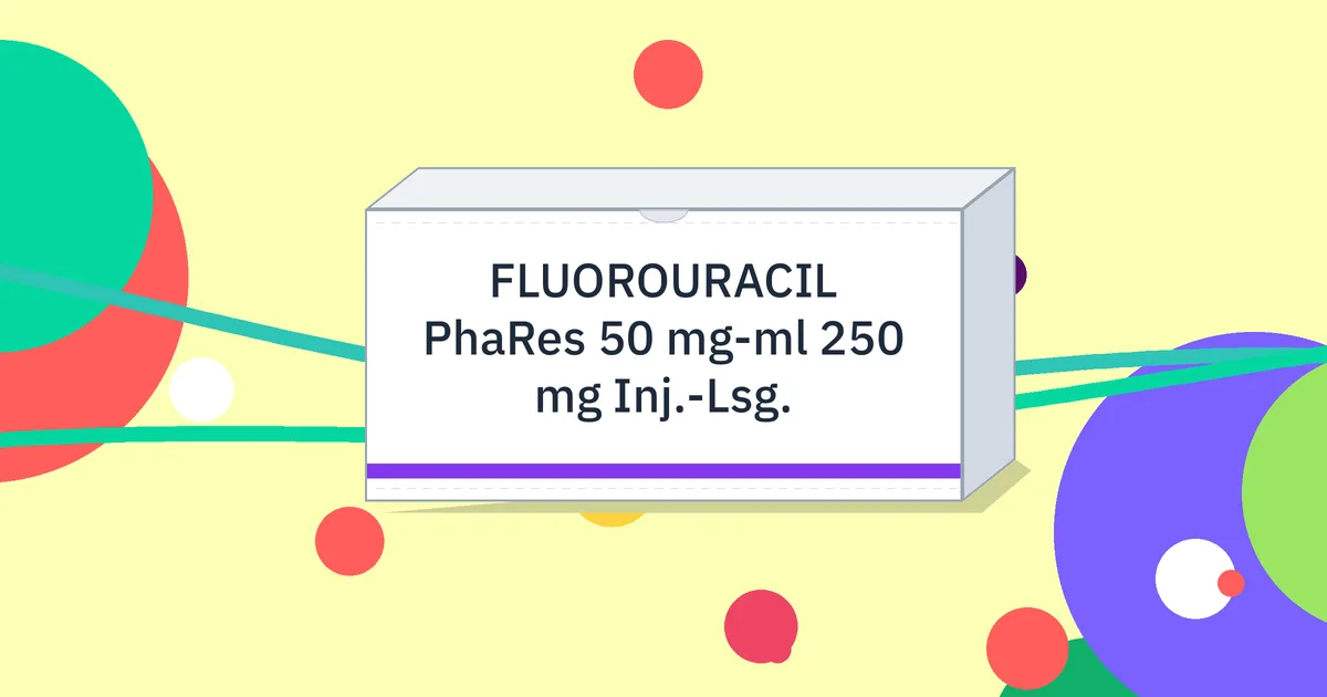 Symbolbild: Packung mit der Aufschrift FLUOROURACIL PhaRes 50 mg-ml 250 mg Inj.-Lsg. (PZN 12476676) – Verfügbarkeit und Bezug in Apotheken in Frankfurt am Main