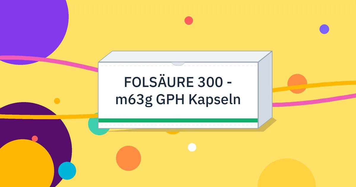 Symbolbild: Packung mit der Aufschrift FOLSÄURE 300 -m63g GPH Kapseln (PZN 09721824) – Verfügbarkeit und Bezug in Apotheken in Frankfurt am Main