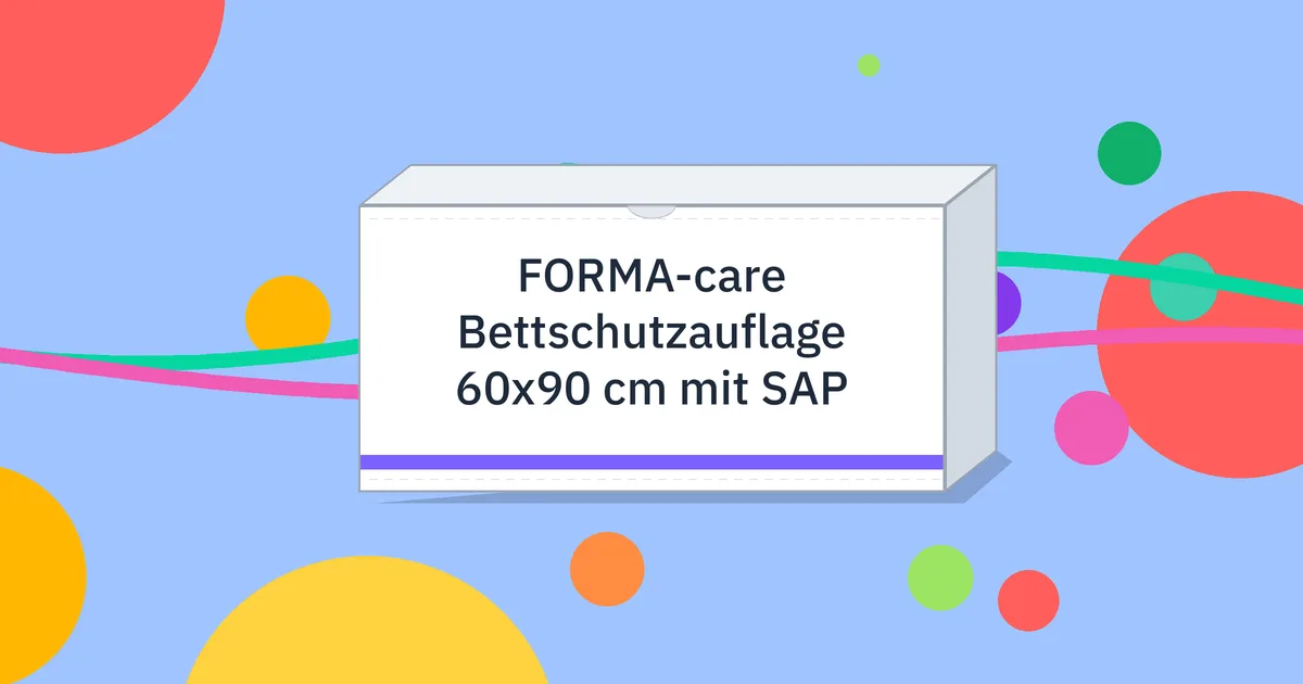 Symbolbild: Packung mit der Aufschrift FORMA-care Bettschutzauflage 60x90 cm mit SAP (PZN 19397141) – Verfügbarkeit und Bezug in Apotheken in Frankfurt am Main