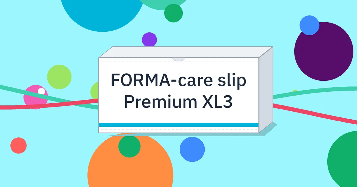 Symbolbild: Packung mit der Aufschrift FORMA-care slip Premium XL3 (PZN 06411129) – Verfügbarkeit und Bezug in Apotheken in Frankfurt am Main