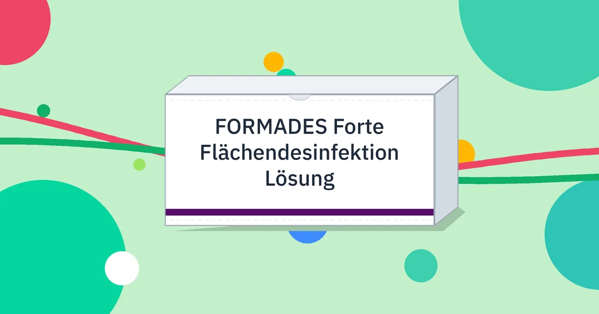 Symbolbild: Packung mit der Aufschrift FORMADES Forte Flächendesinfektion Lösung (PZN 16928891) – Verfügbarkeit und Bezug in Apotheken in Frankfurt am Main